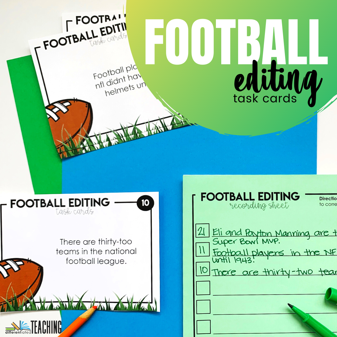 Football Editing Task Cards – Differentiated Teaching with Rebecca Davies