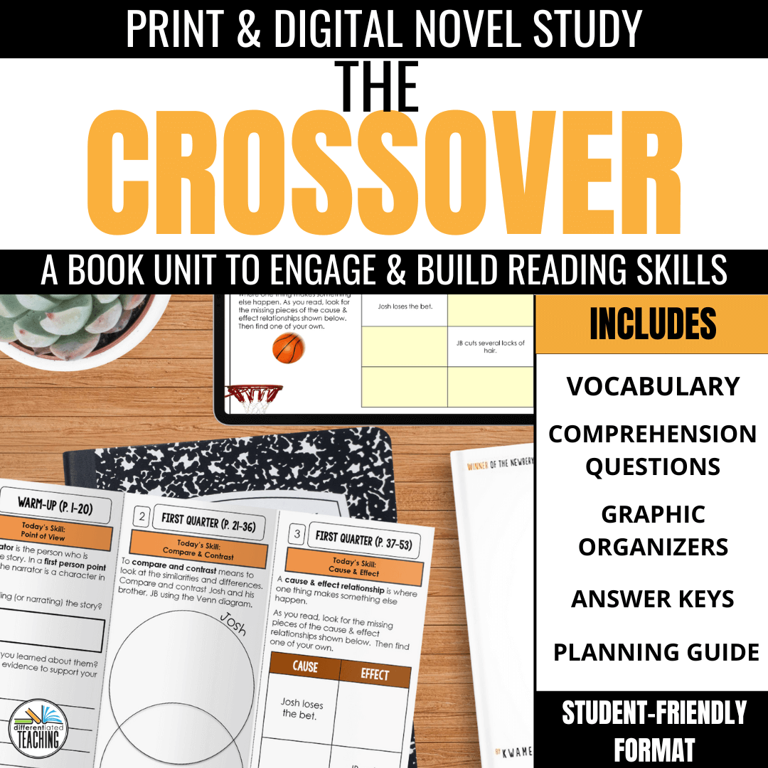 The Crossover by Kwame Alexander Novel Study Activities: Comprehension ...
