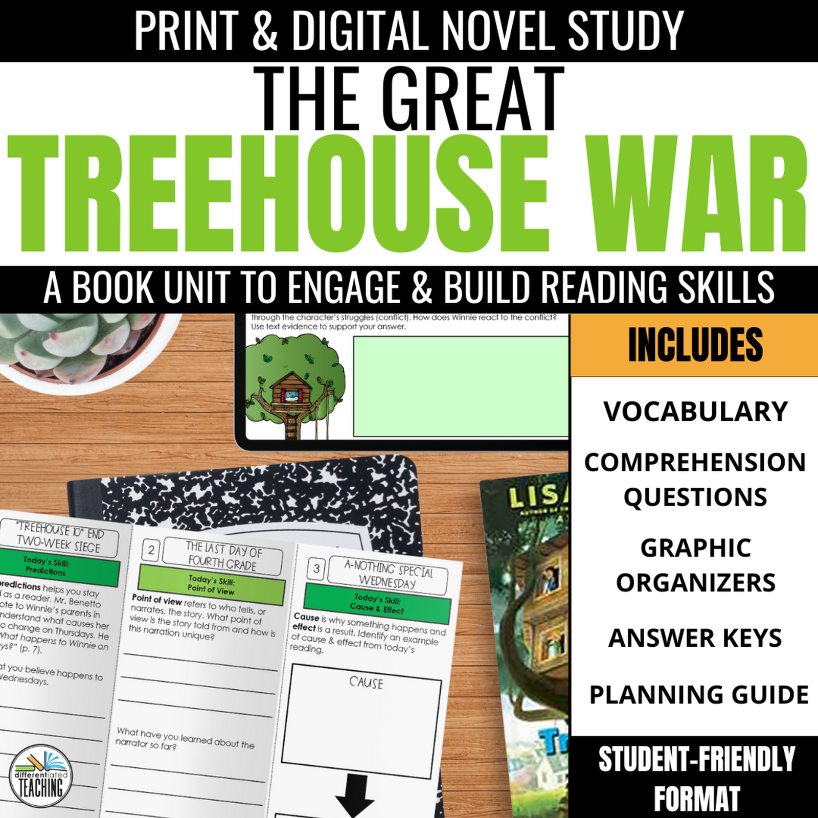 The Great Treehouse War Novel Study: Book Study Unit for the Book by L ...