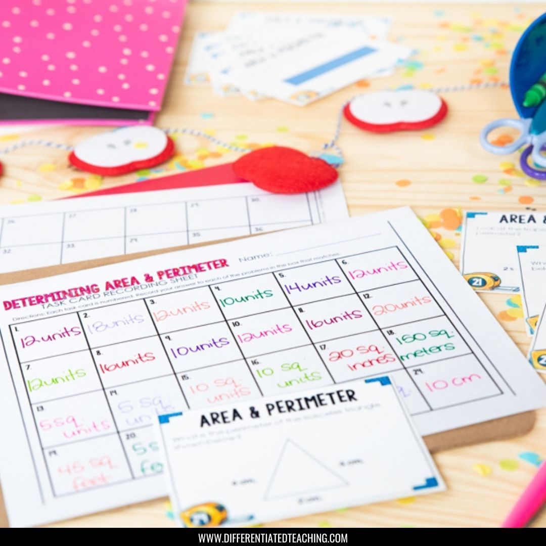 Area & Perimeter Task Cards for Customary & Metric Measurement ...
