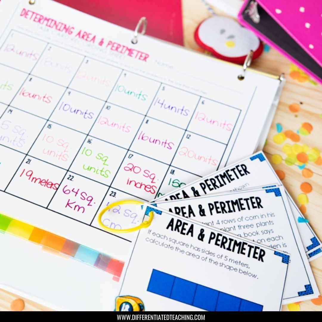 Area & Perimeter Task Cards for Customary & Metric Measurement ...