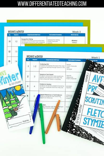 Brian's Winter Novel Study – Differentiated Teaching with Rebecca Davies