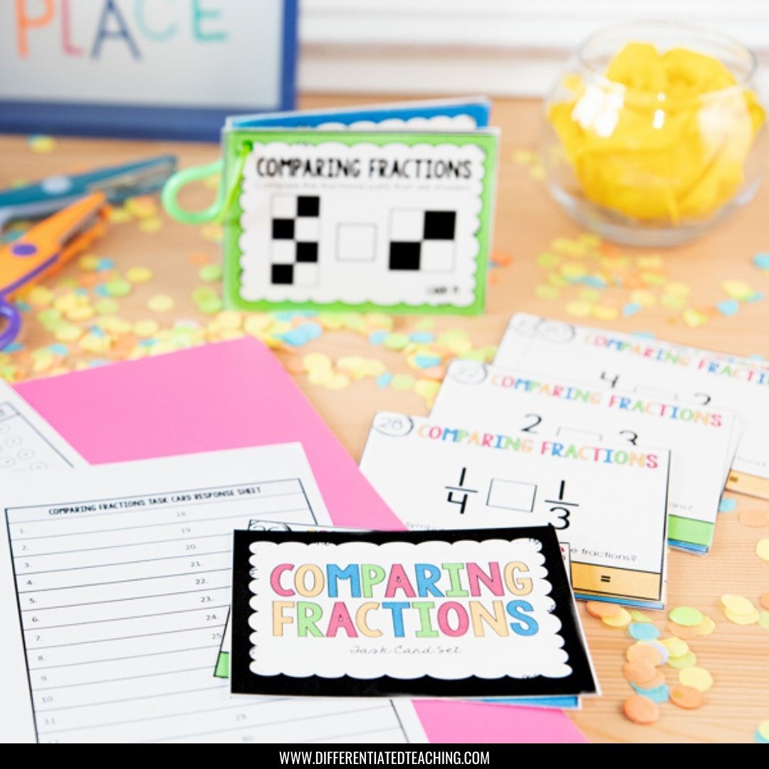 Comparing Fractions Task Cards: Compare fractions with & without model ...