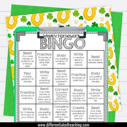 Homework Choice Boards | Differentiated Homework Menus for March ...