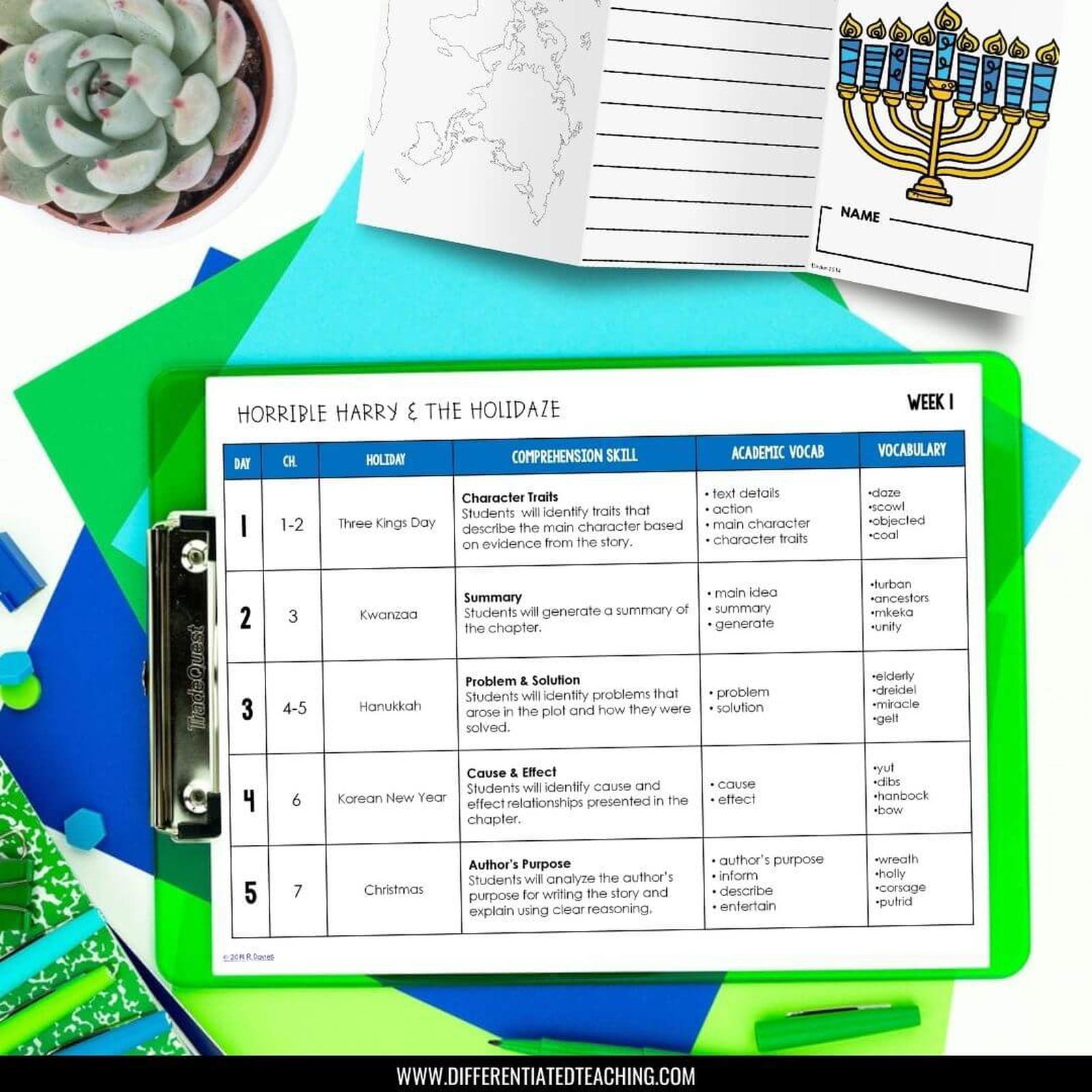 Horrible Harry & the Holidaze Novel Study – Differentiated Teaching ...