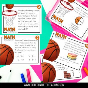 Math Test Prep Task Cards: A Basketball-themed Review Activity ...
