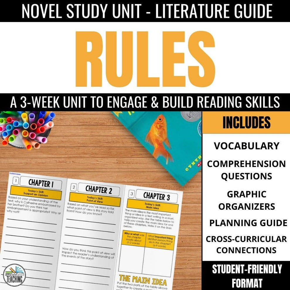 Rules Novel Study Unit: Literature Guide, Comprehension & Vocabulary f ...