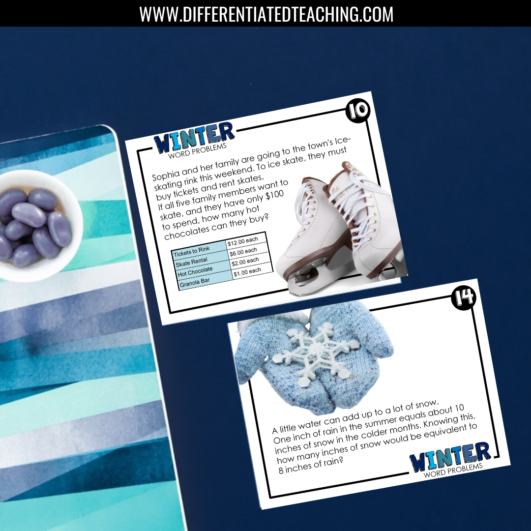 Winter Word Problems for 4th grade: Story Problem Task Cards ...