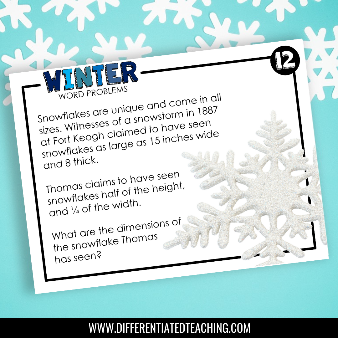 Winter Word Problems for 5th grade: Story Problem Task Cards ...